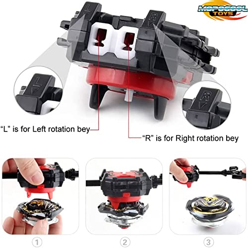 MECHGYRO Burst Launcher LR Play Blade Blade Toy Set Metal Fusion Gyros B-186 DB #01 ROAR BAHAMUT God Bey Battling Top Toys Left Right Launcher Handle Grip Evolution Blades Game Set Gift for Boys 8-12+