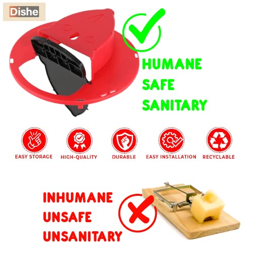 Dishe Mice Trap-Flip N Slide Bucket Lid Mouse,Chipmunk Trap|No See Kill| Humane or Lethal| Door Style| Auto Reset| Multi Catch| in- Outdoor| 5 Gallon Bucket Compatible| Reusable| Treated As Humanely…