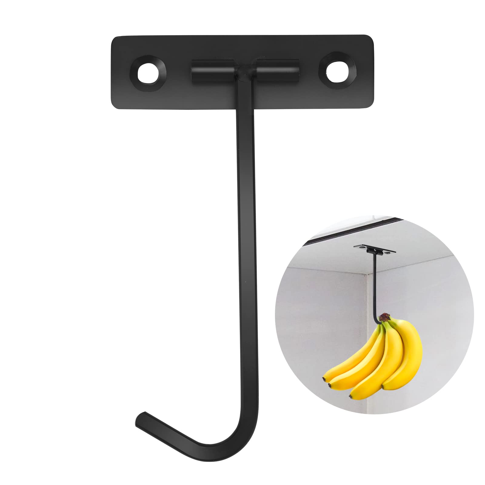 DAJIANG Banana Hook, Metal Banana Hanger Under Cabinet to Keep Bananas Fresh, Banana Holder for Bananas or Other Kitchen Items (Black)