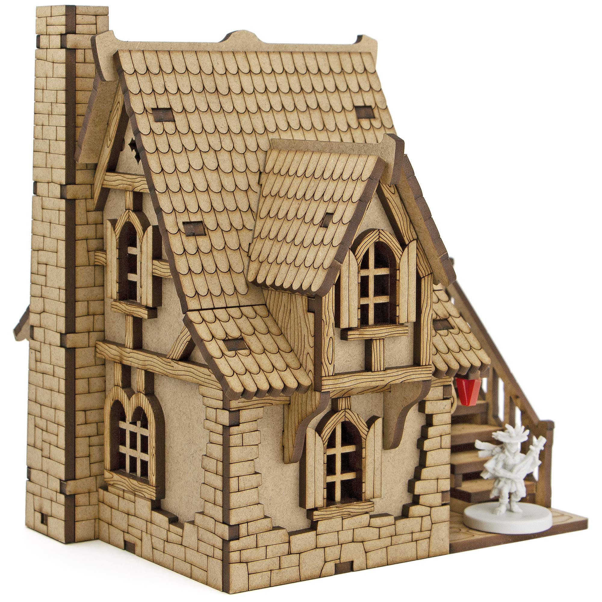 TowerRex Big House D&D Terrain Town Buildings - DND Accessories for Dungeons & Dragons, Pathfinder, Warhammer, Tabletop Battle map Grid, Wargaming Terrain, Scenery for 25mm 32mm 28mm Miniatures