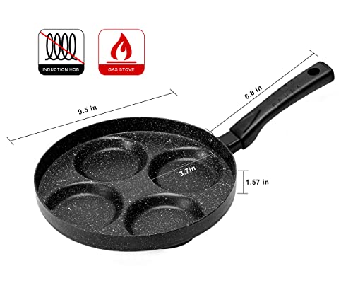 MyLifeUNIT Aluminum 4-Cup Egg Frying Pan, Non Stick Egg Cooker Pan