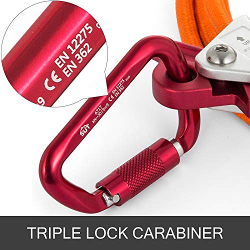 Happybuy Steel Wire Core Flip Line Kit 1/2" X 8' Wire Core Flipline with Triple Lock Carabiner and Steel Swivel Snap Wire Core Flipline System for Arborists Climbers Tree Climbers