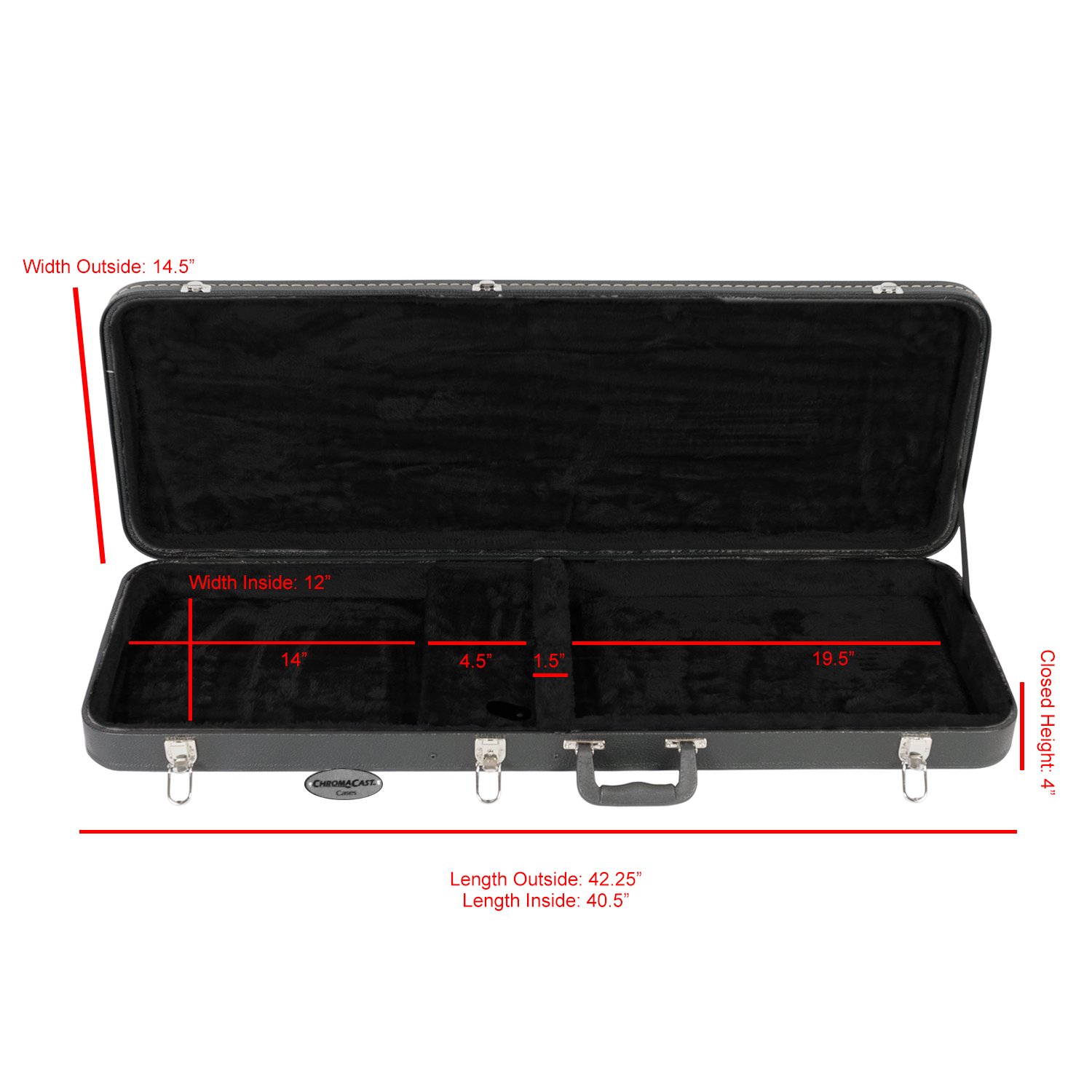 ChromaCast Electric Guitar Hard Case CC-EHC with Guitar Strap and Pick Sampler,Black