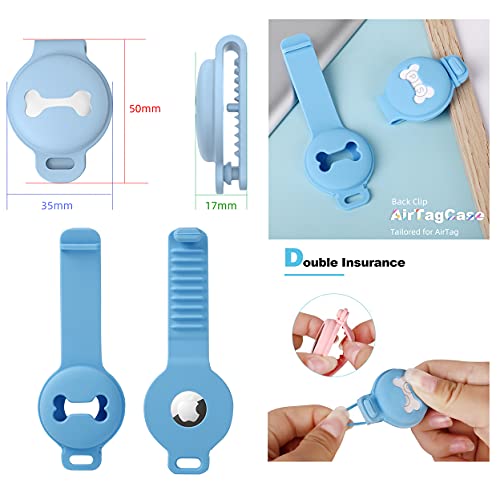 Skywin Silicone Airtag Cases for Pet Collar - Airtag Dog Collar Holder Protects Device from Dust, Damage, Loss - Easily Clip Anti-Lost Airtag Collar Holder for Pet, Cat, Dog Tag Collar (Light Blue)