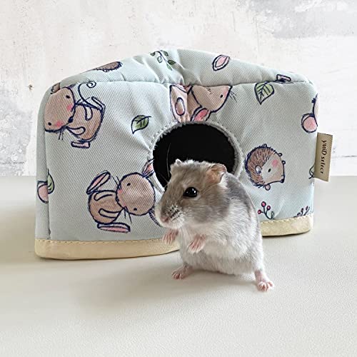 Handmade Waterproof Reptile Gecko Hideout Tunnel Cave Hideaway for Leopard Gecko Hide Accessory Hamster Sugar Glider Rat Hide House Habitat-Light Blue