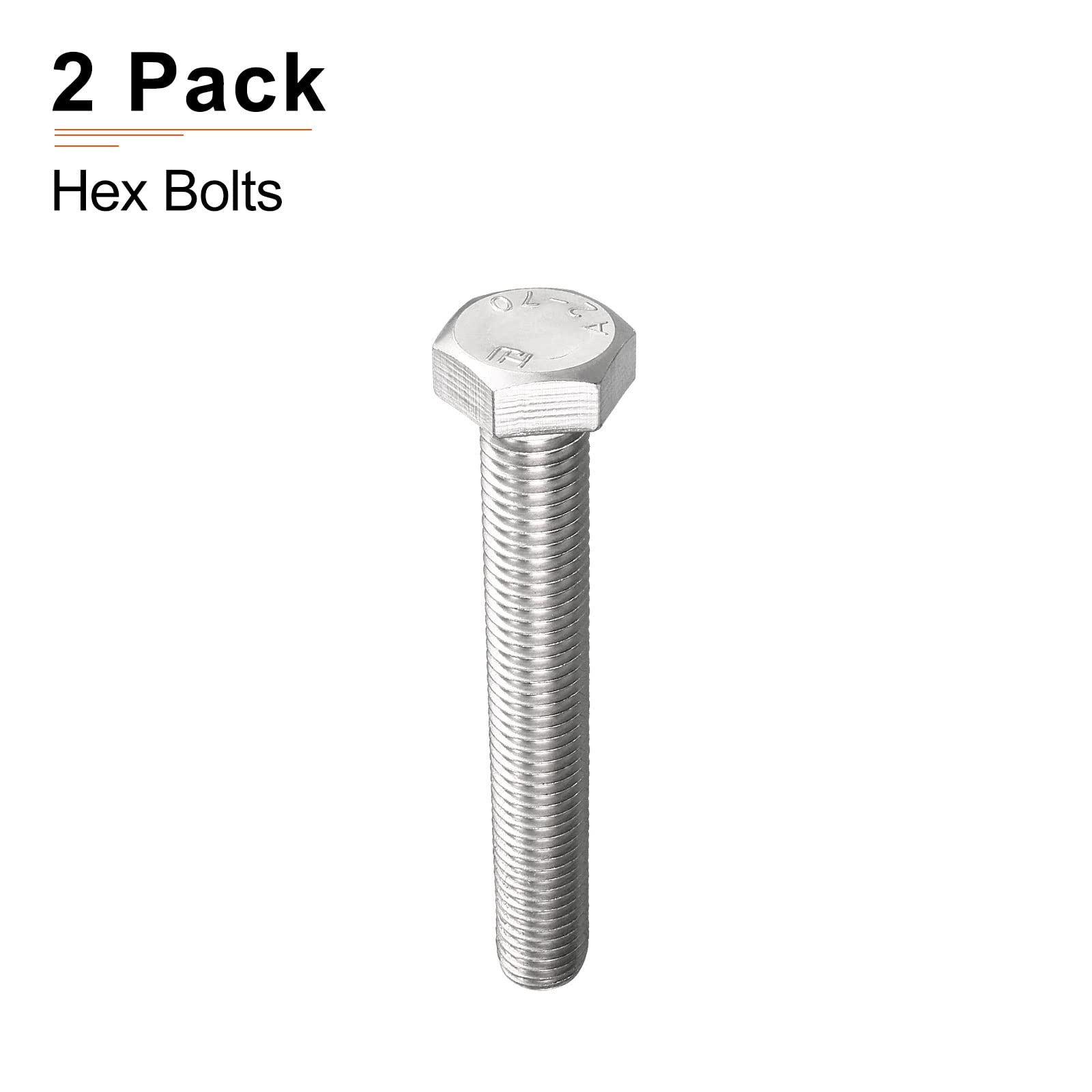DTGN M14x100mm(DxH) Hex Bolts - 2Pack - Good for Machine Tools - 304 Stainless Steel Hexagon Head Screws