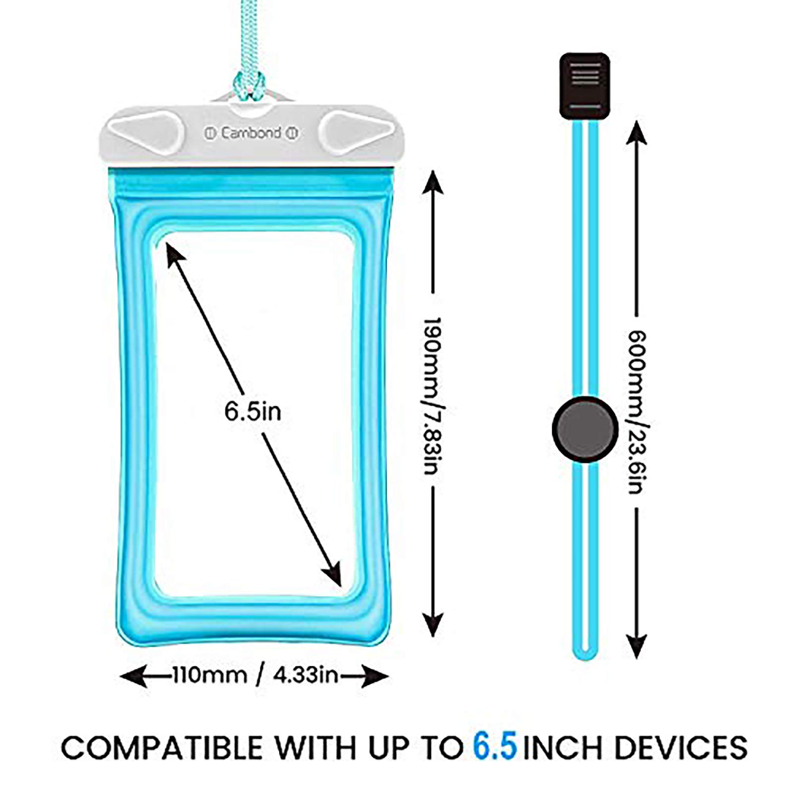 Cambond Waterproof Phone Pouch Compatible with iPhone, Water Proof Cell Phone Case Dry Bag for iPhone 13 12 Pro Max, 11, XS, XR, X, Galaxy Pixel, Snorkeling Cruise Ship Kayaking, 4 Pack