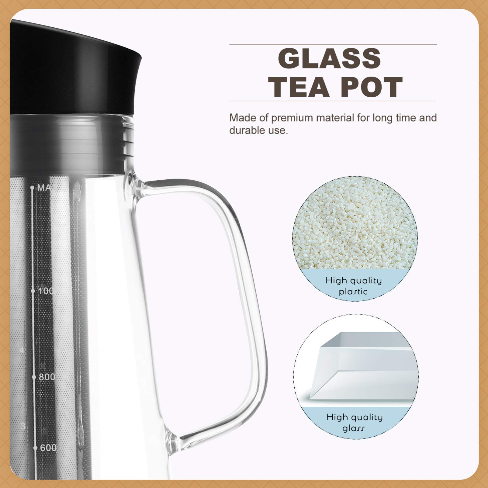 Hemoton Espresso Machine Espresso Machine Cold Brew Iced Coffee Maker and Tea Infuser with Spout Glass with Stainless Steel Filter Glass Pitcher 1200ml Stainless Steel Water Bottle Cold Brew Coffee