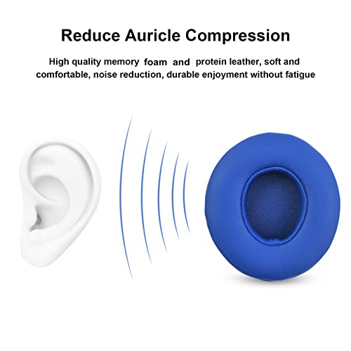 Sqrgreat Solo 2 Ear Pads Replacement for Beats Solo 3 Solo 2 Wireless Headphones, Memory Foam Protein Leather Ear Pads Replacement Earbuds Cushion(Not Fit Solo 2 Wired, Blue)