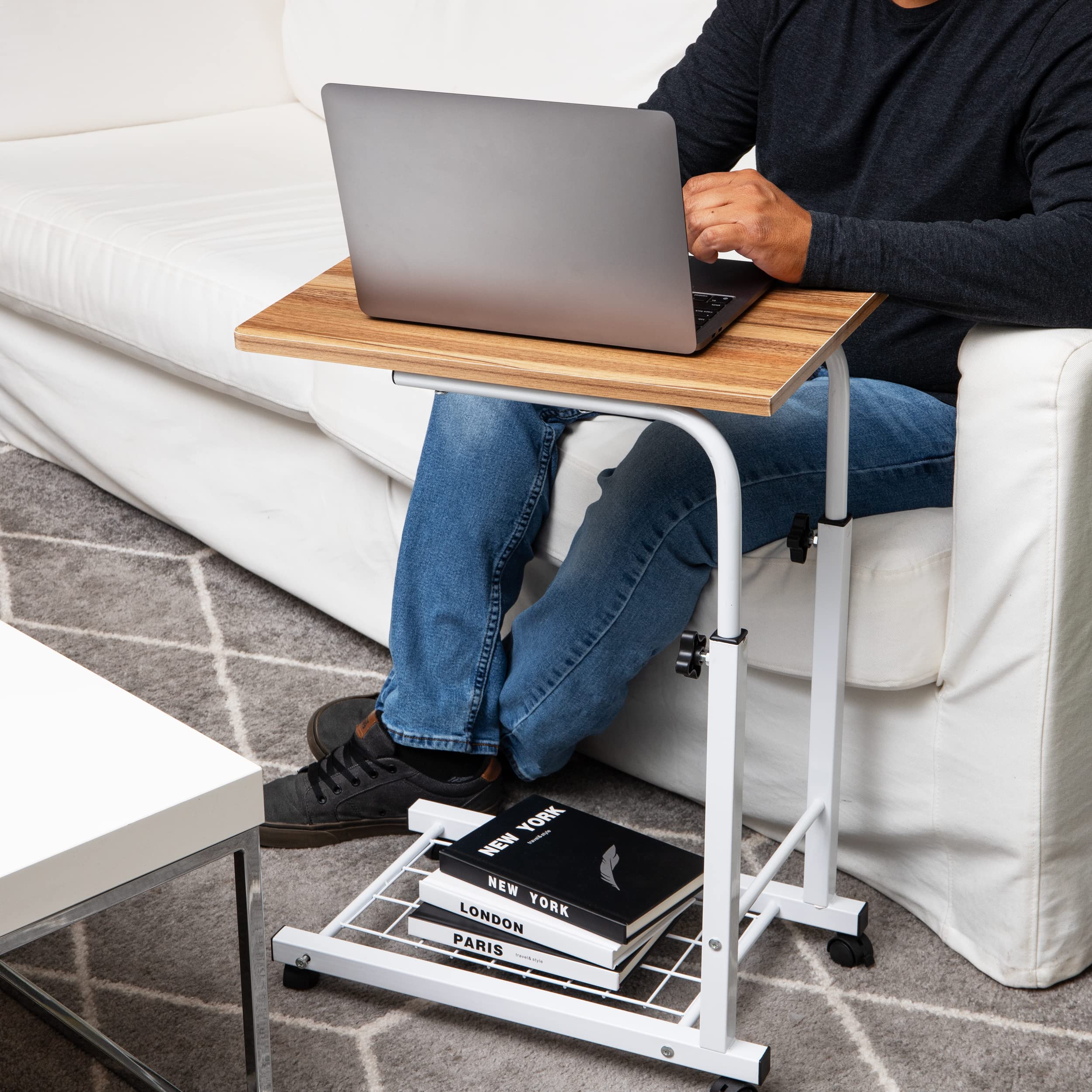 Mind Reader Standing Desk, Laptop Stand, Height Adjustable, Computer Table, Work Table, MDF, 19" L x 12" W x 31" H, Black