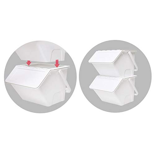 Nature Living Modern Daily Stackable Organizer Stores Recycling Bin Container with Lid, Handle, Recycle Sticker Trash Bin Label, Tools and Toys, Handy Recycler, 3 Pack of Bins, Black and White