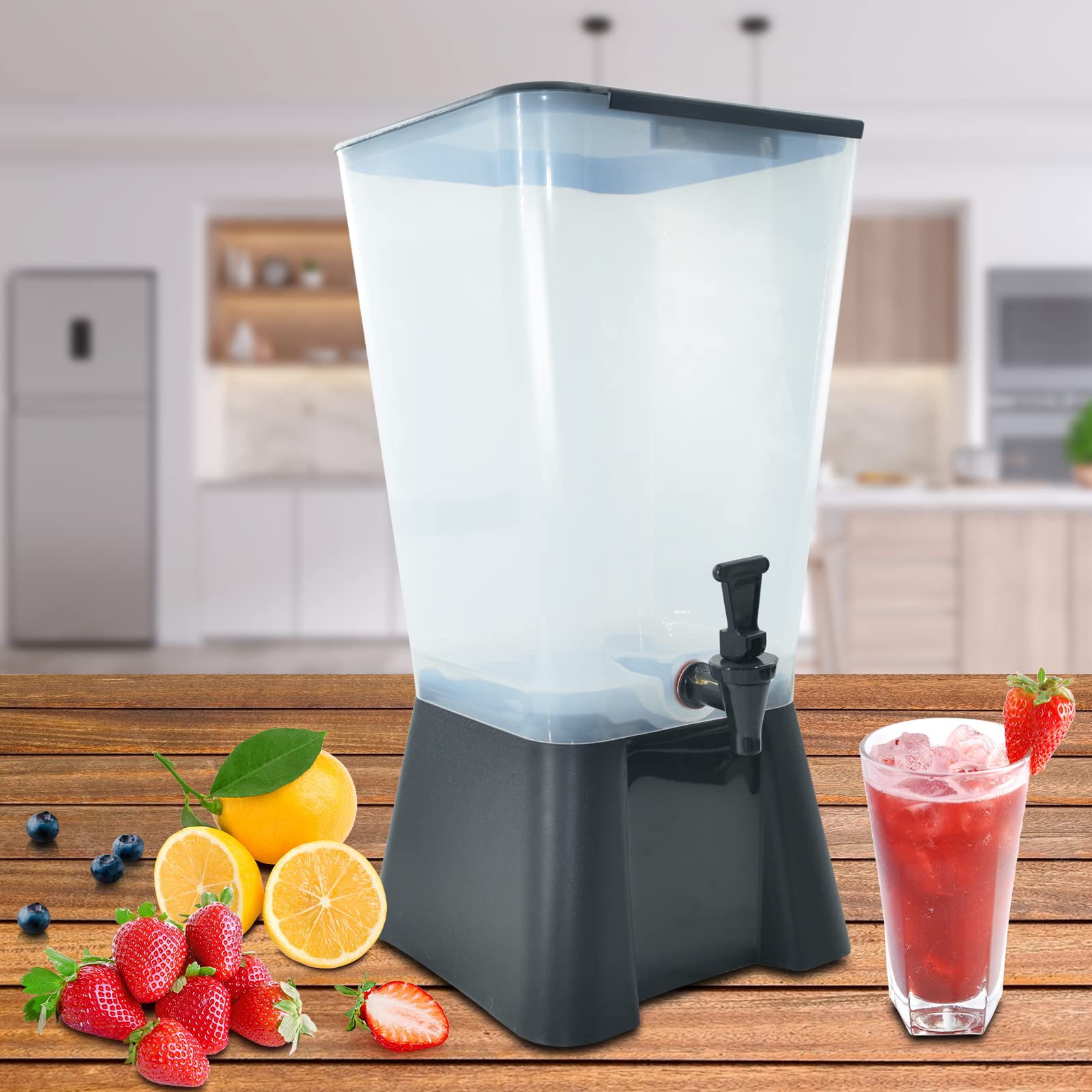 EASYROSE Beverage Dispenser 5 Gallon Drink Dispenser with Spigot, Juice Dispensers for Parties, Black Base