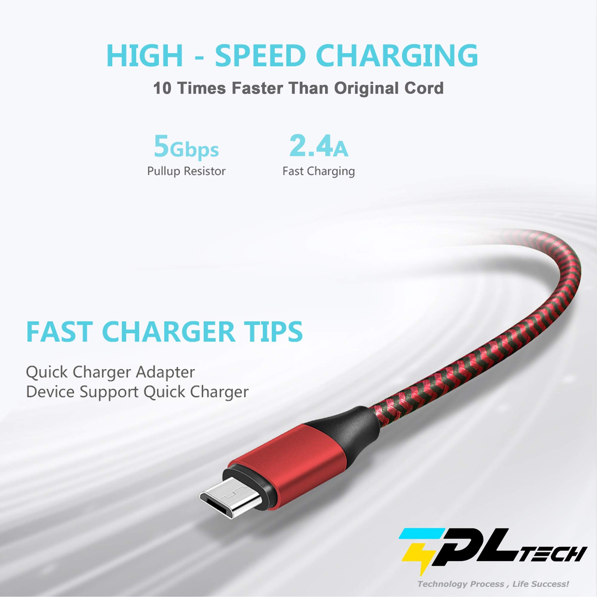 TPLTECH PS4 Controller Charging Cable, ［2PACK-15Ft］Micro USB 2.0 Nylon Braided Fast Charger & Cord, High Speed Data Sync Charge Cable for PlayStation 4, Xbox One S/X Controller, Android Phone, Silver