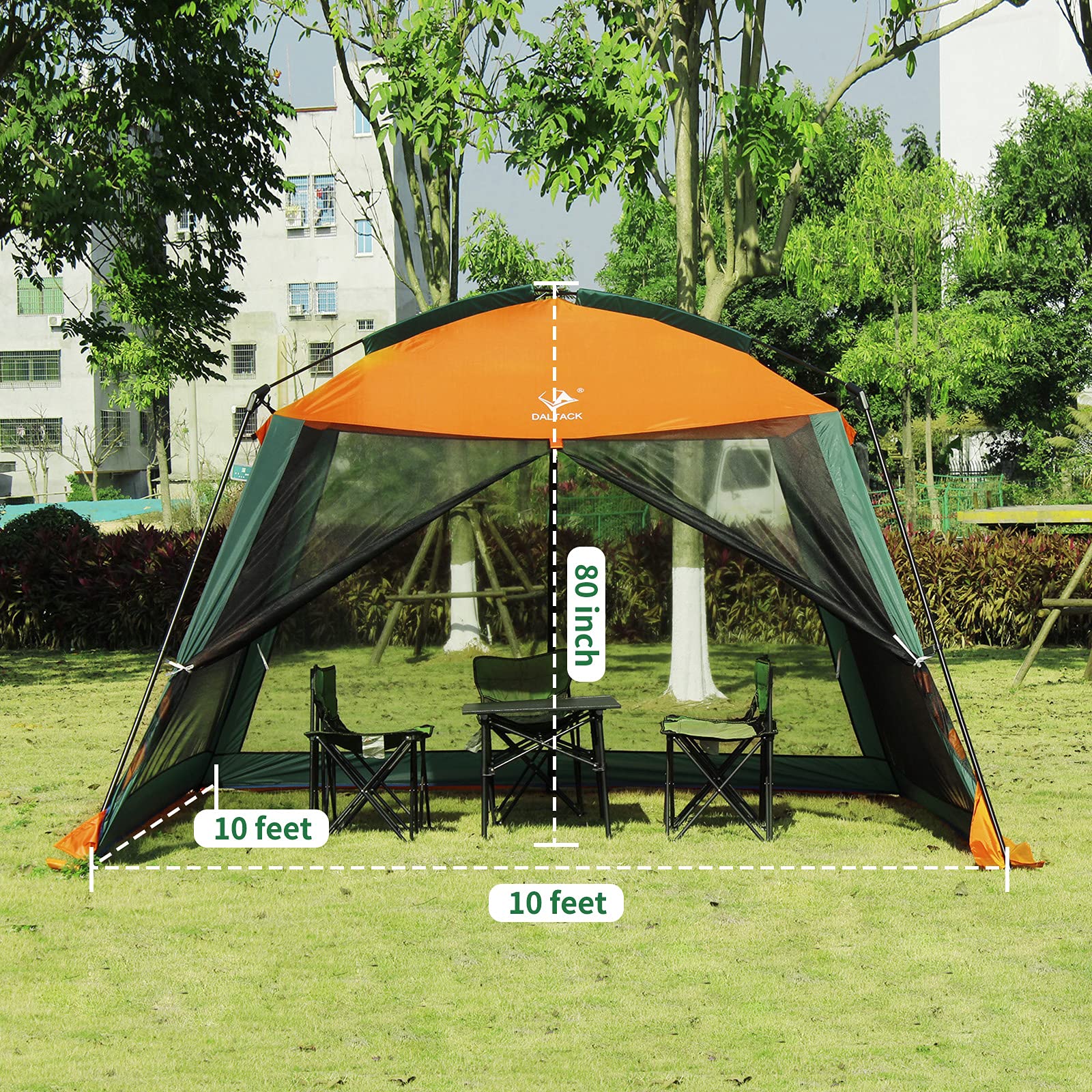 DALTACK Screen House for Outdoors 10Ft x 10Ft Mesh Screen Room Canopy Sun Shelter UPF 50+ Sun Shelter with Carry Bag