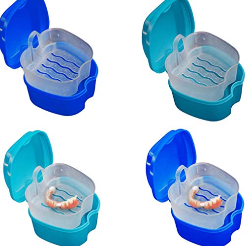 ENDYAK Denture Case Denture Case with Strainer Denture Bath Box False Teeth Storage Box Container Holder for Travel Retainer Cleaning Denture Cup