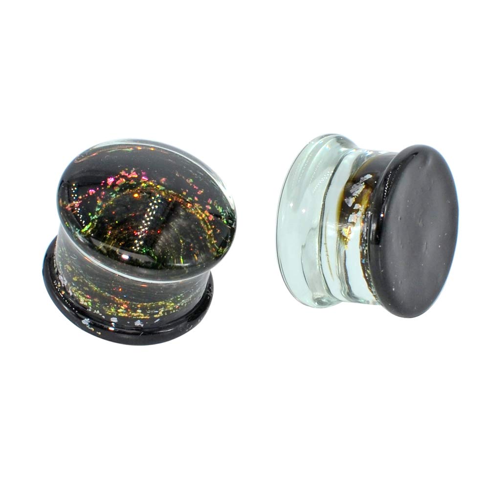 CHUANCI Pair Pyrex Glass Galaxy Ear Plug Inspiration Dezigns Double Flared Glass Plugs Gauges Multi Color Expander Body Piercing Jewelry (2G(6mm))
