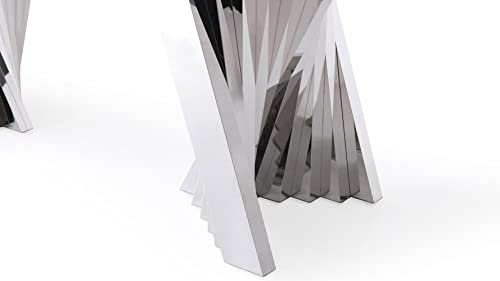 Modern Falcone 94" Dining Table - Clear Glass with Polished Stainless Steel Base
