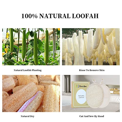 Natural Loofah Sponge Exfoliating Body Scrubber for Shower,Zenidoo Bath Shower Loofa Sponge for Women and Men,Made with Eco-Friendly and Biodegradable Luffa Pads,Large Size(2 Pack)
