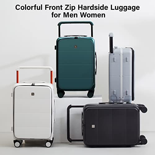 Hanke Carry On Luggage Airline Approved Hard Shell Suitcase with Spinner Wheels TSA Luggage Travel Suitcases Wide Handle for Men Women(Smoke White)
