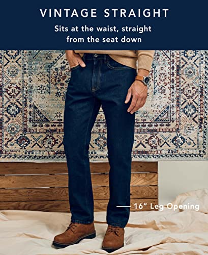 Nautica mens Nautica Vintage Straight Stretch Denim Jeans, Black Ink, 32 US