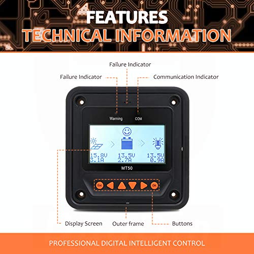EPEVER MT-50 Remote Meter MT-50 Solar Controller LCD Display Remote Meter Fit for TracerAN, BN, TRIRON Series Solar Panel Battery Regulator