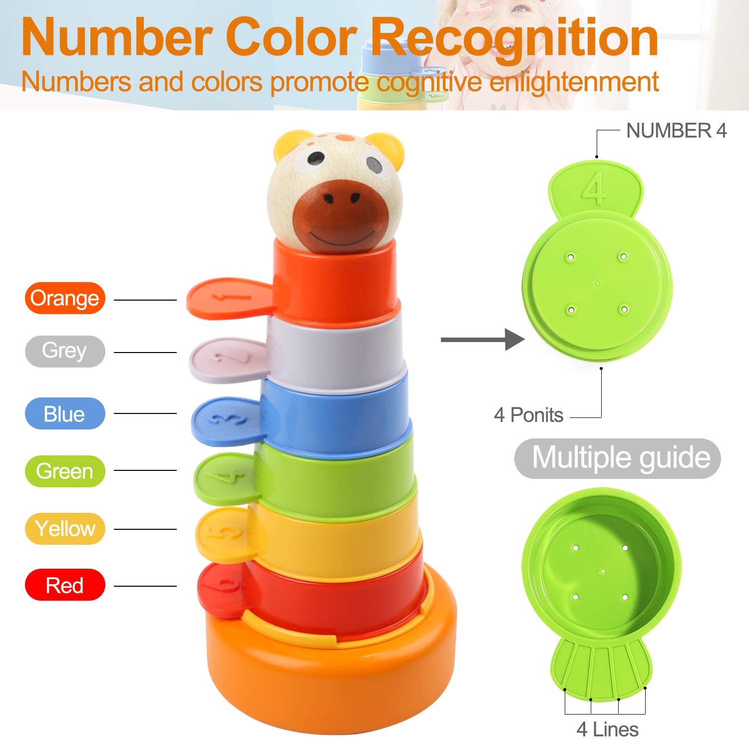 TOP BRIGHT Stacking Cups Baby Bath Toys, Nesting and Stacking Cup Baby Montessori Toys, Colorful Stacking Toys for 1 Year Old Toddler Gifts