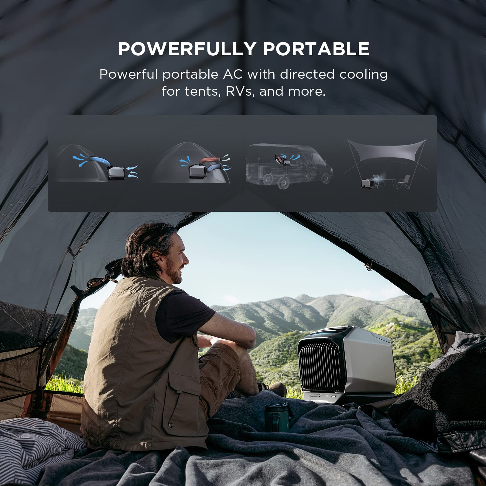 EF ECOFLOW WAVE 2 Portable Air Conditioner with Add-on Battery, Air Conditioning Unit with Heat, Portable AC for Outdoor Tent Camping/RVs or Home Use