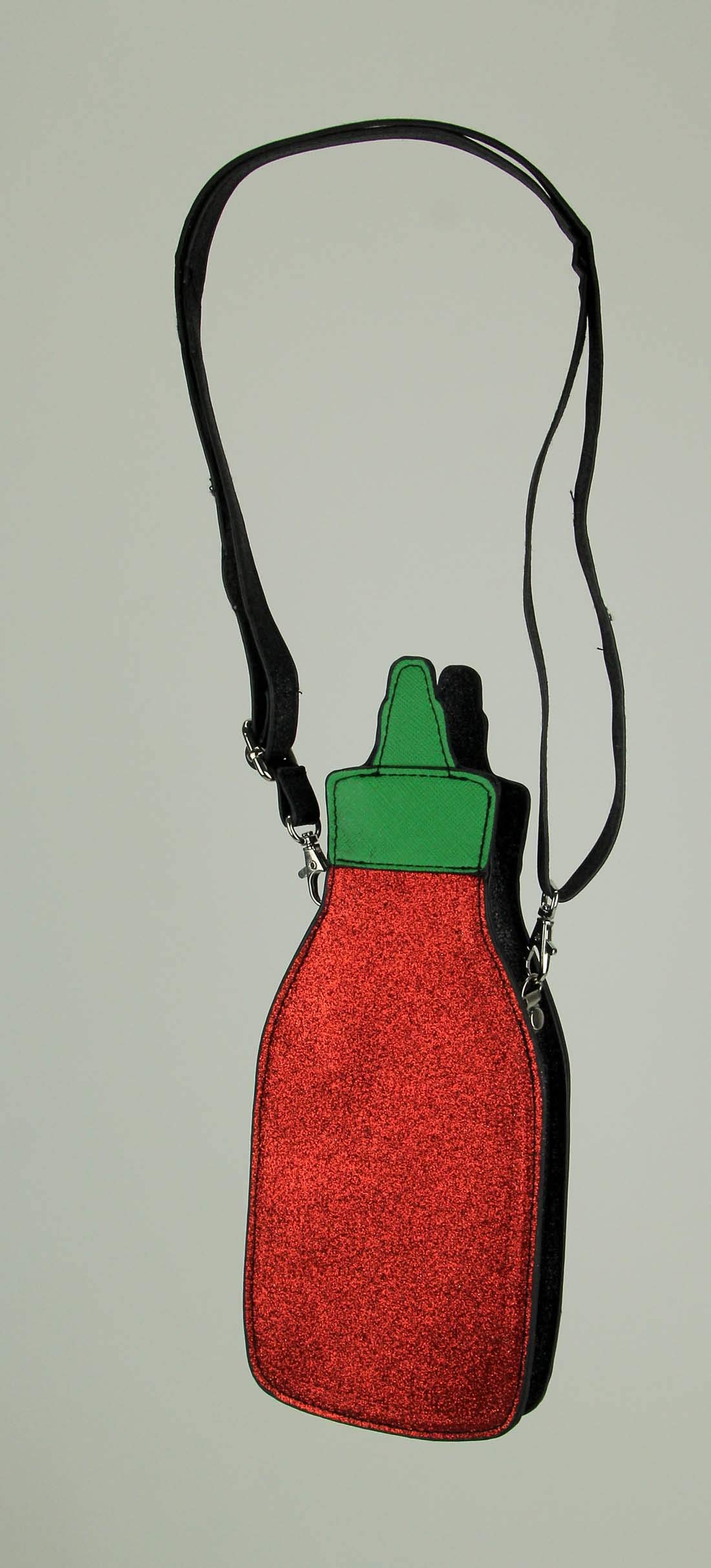 Red Glitter Hot Sauce Crossbody Purse Small