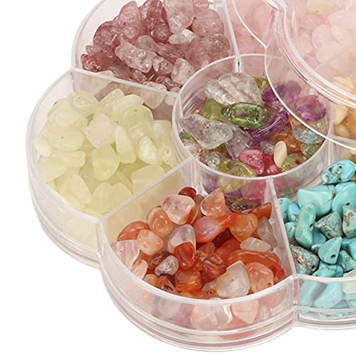 HERCHR Crystal Beads for Ring Making, Crystals Gemstone Beads for Jewelry Making, 7 Colors Crystal Ring Making Kit with Plastic Box for Jewelry Ring, Bracelets, Earring Making Supplies