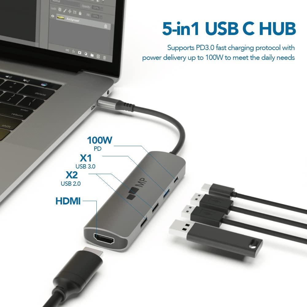Duex Plus Combo with 5-in-1 USB C Hub, Mobile Pixels Portable Monitor 13.3" Full HD IPS Dual Monitor for laptops, USB C/USB A Plug and Play (1 Plus w/Kickstand and 1* Hub)