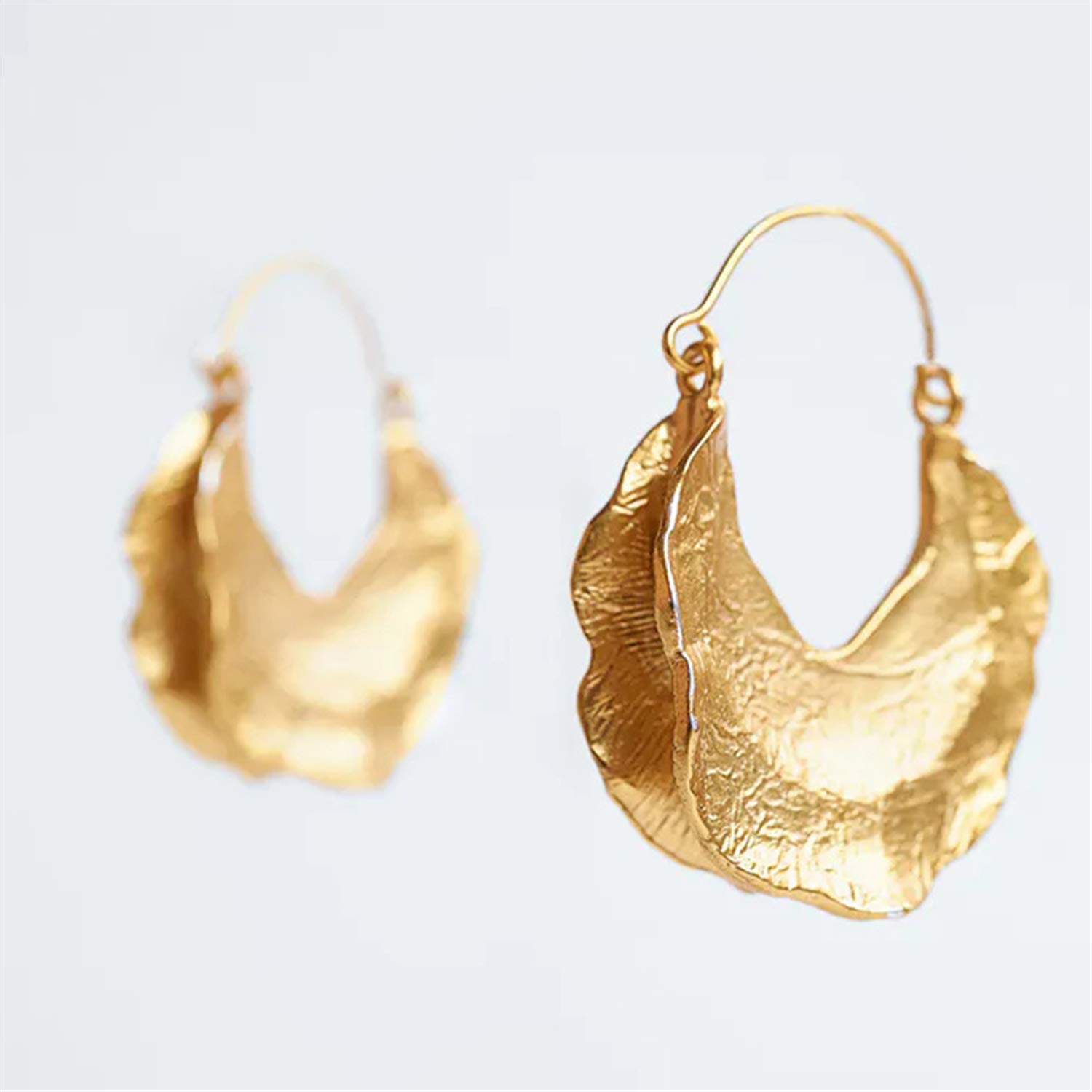 DAMLENG Simple Fashion Large Vintage Gold Circle Hoop Earrings Boho Irregular Hollow Shield Shape Dangle Drop Earrings for Women Statement Jewelry Gifts (Gold)