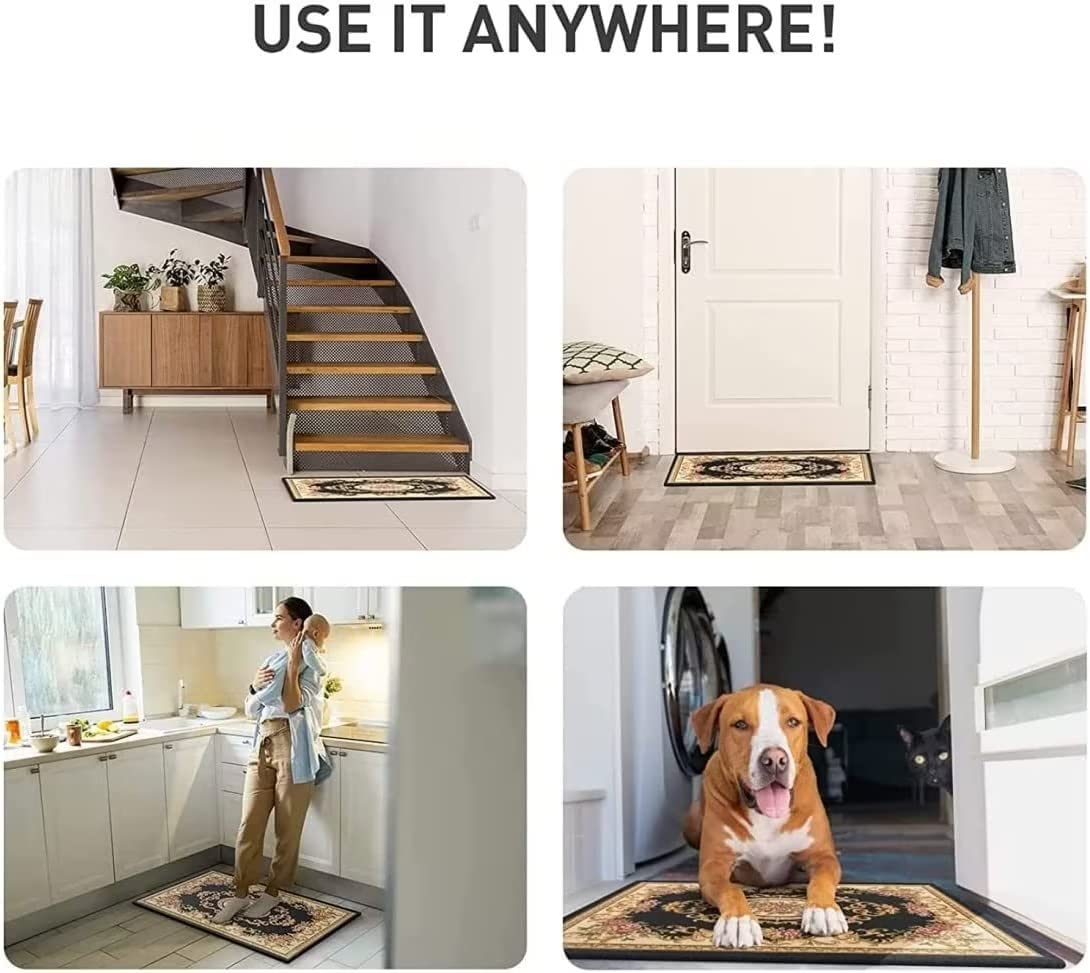 CRODY 3D Printed Door mat 70s Orange and Brown Waves Polyester Non-Slip Rug Kitchen Bedroom Welcome mat Home Decoration Housewarming Gift 50x80