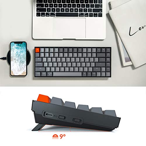 Keychron K2 75% Layout RGB Bluetooth Wireless Mechanical Keyboard with Gateron G Pro Red Switch/Anti Ghosting/N-Key Rollover, Compact 84 Keys USB Wired Gaming Keyboard for Mac Windows-Version 2
