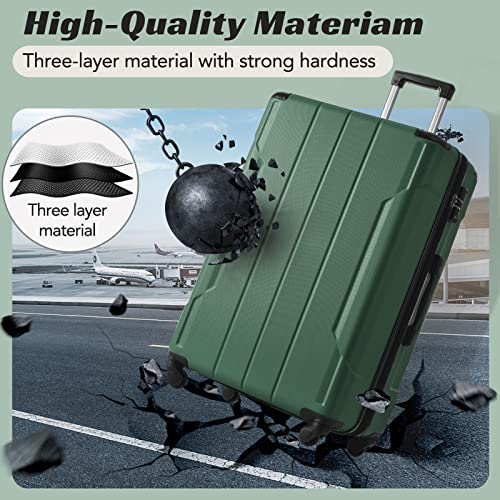 Merax Luggage Expandable Lightweight Spinner Suitcase with Corner Guards (Green1), 3-Piece Set (20/24/28)