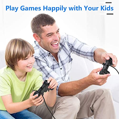 TUOZHE Wired Controller for PS2 Double Shock, 2 Pack Gamepad Remote Compatible with Play Station 2 (Two Black)