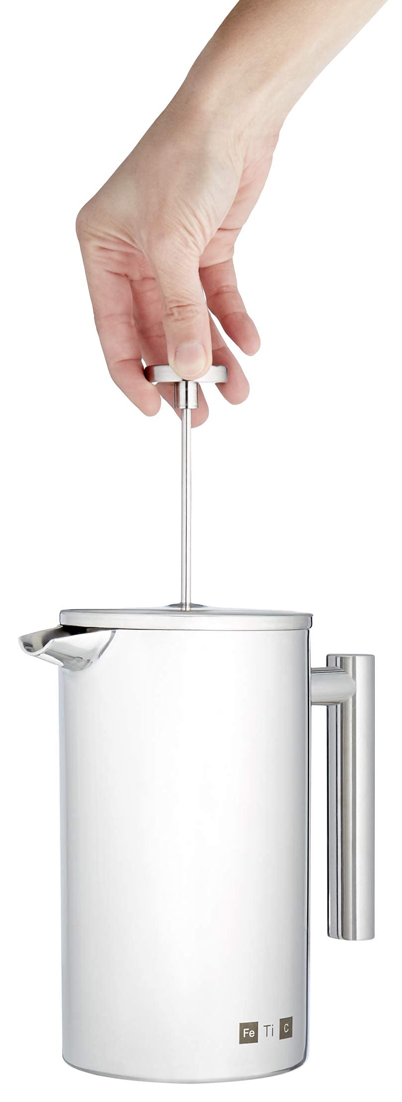 Fetic French Press Coffee Maker, 304 Grade Stainless Steel Insulated Coffee Press with Free Coffee Scoop, 34oz (1 Litre), Silver