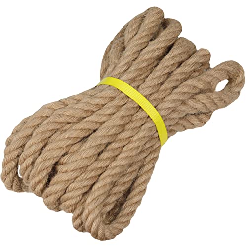 Natural Jute Rope - 1/2 Inch×25 Feet - Twisted Manila Rope - Thick Hemp Rope for Cat Scratching Posts, Hammock, Nautical, Home Decorating