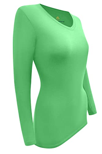 Natural Uniforms Women's Long Sleeve V-Neck T-Shirt Under Scrub (Light Green, Large)