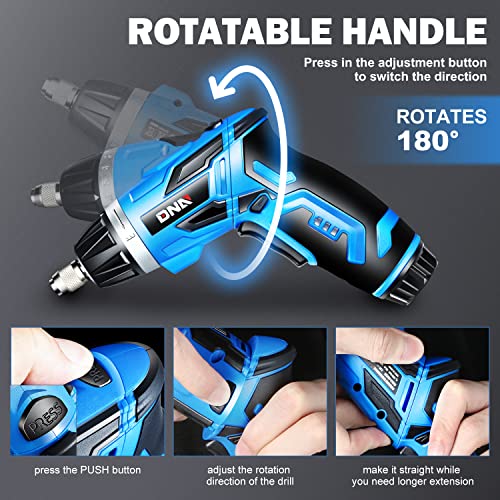 DNA MOTORING TOOLS-00236 Rechargeable 3.6V Cordless Electric Screwdriver Tool Kit with LED Worklight, Blue