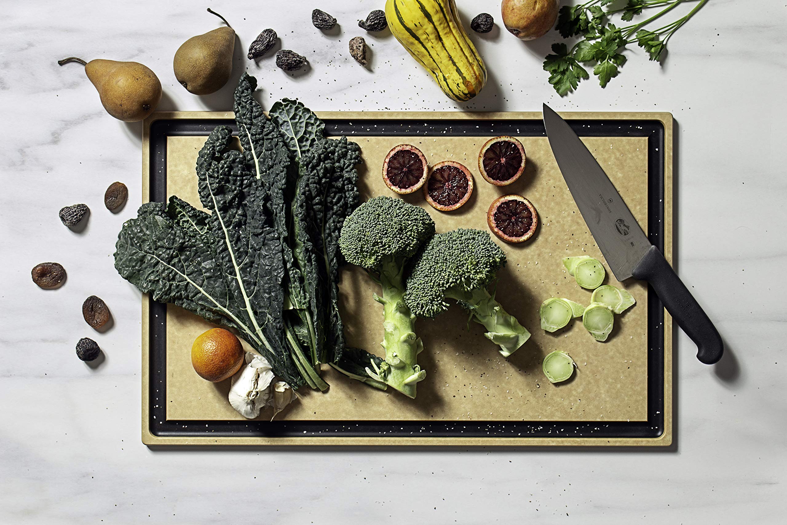 Epicurean Chef Series Cutting Board with Juice Groove, 23" × 14.5", Natural/Slate