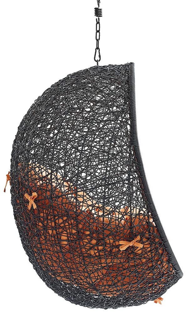 Modway EEI-3636-BLK-ORA Encase Swing Outdoor Patio Lounge Chair Without Stand, 43.5 x 40 x 125.5, Orange