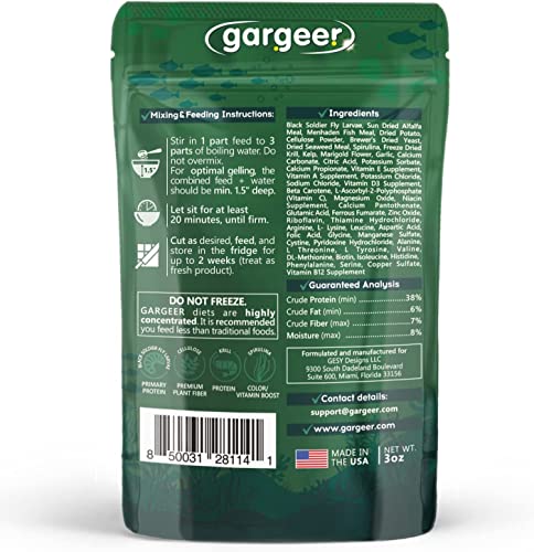 Gargeer 3oz Bottom Dweller Fish Food for Advanced Breeders. Complete Bottom Dweller Gel Diet for Both Juveniles & Adults. Made in The USA Using Premium Ingredients, Ocean Nutrition Gourmet Formula