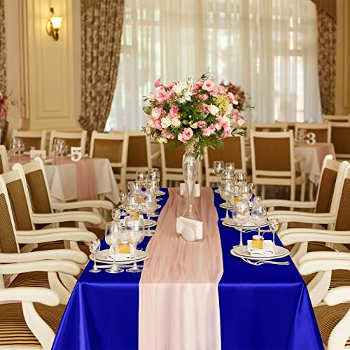 TURSTIN 4 Packs Satin Tablecloth 102 x 58 Inch Overlay Satin Table Cover Rectangle Bright Silk Tablecloth Smooth Fabric Table Decoration for Wedding Banquet Party Events, Royal Blue