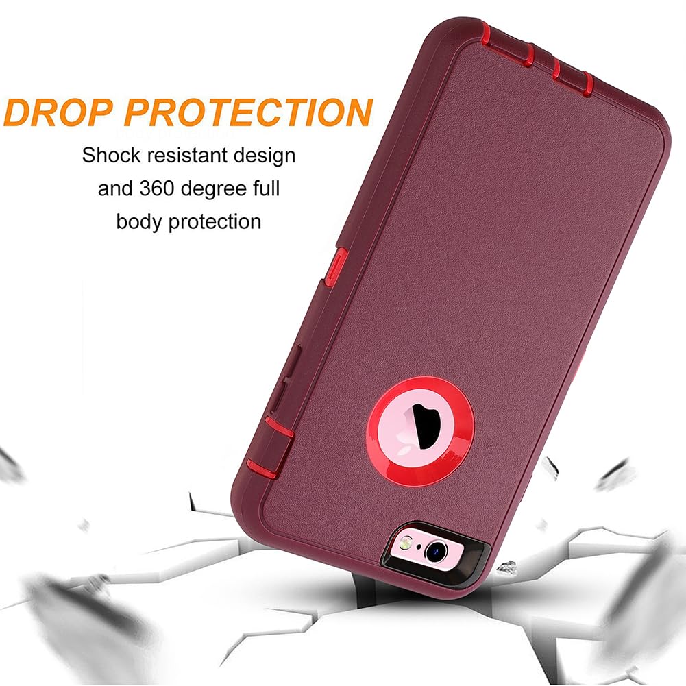 Case for iPhone 6 Plus/6S Plus with Built-in Screen Full Body Protector Phone Case, Shockproof TPU Hard PC Bumper Drop-Proof Shell for iPhone 6 Plus/6S Plus 5.5" (PurplePink)