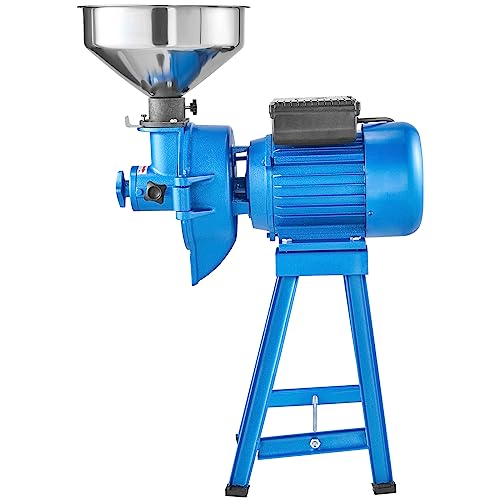 VEVOR Electric Grain Mill Grinder, 1500W 110V Spice Grinders, Commercial Corn Mill with Funnel, Thickness Adjustable Powder Machine, Heavy Duty Feed Flour Cereal Mill Wheat Grinders, Dry & Wet Grinder