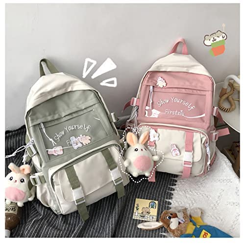 ncduansan Kawaii Backpack with Kawaii Pin and Accessories Backpack Cute Aesthetic Backpack Cute Kawaii Backpack for School(Pink)