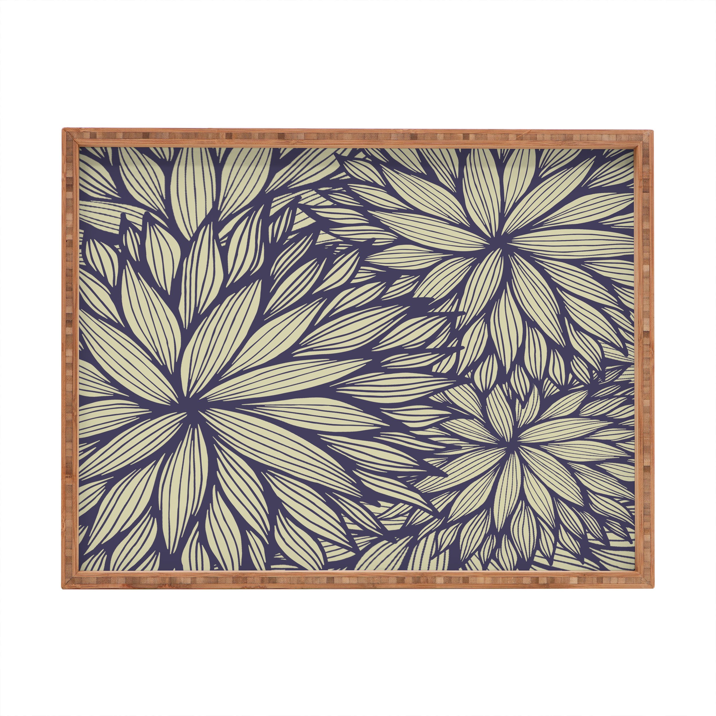 Deny Designs Gabi Blue Dahlia Indoor/Outdoor Rectangular Tray, 14 x 18