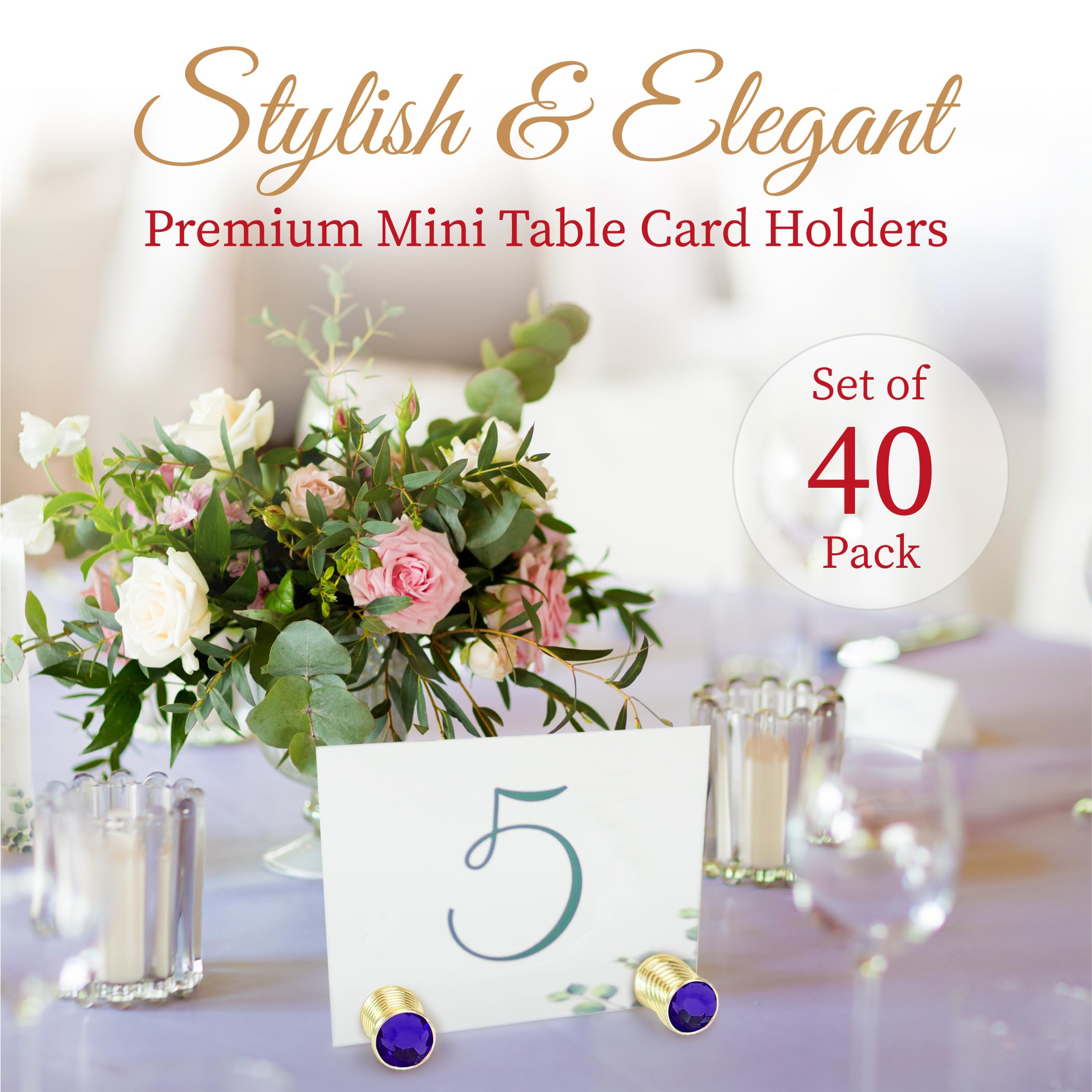 Ideikis 40Pcs.Multipurpose /Place Card Holders/ Table Name Card Holder/ Small Size Table Card Holder/ Menu Clips/ Gold Table Card Holder/ Mini place card holders/ Wedding/Anniversary/ Birthday /Party
