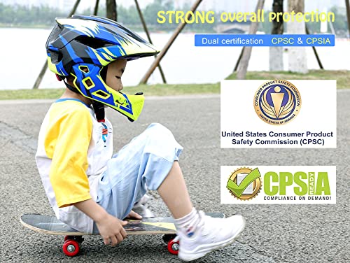 Natuway Kids Full Face HelmetS for Cycling Scooter Skateboard BMX Bike Roller-Skate Protective Gear Blue