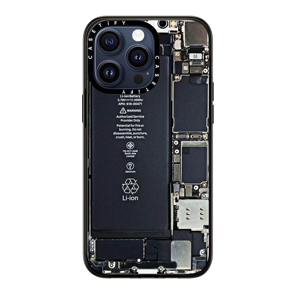 Casetify Compact Case for iPhone 15 Pro Max [2X Military Grade Drop Tested / 4ft Drop Protection] - Inside Parts - Clear Black CTF-8700029-16006040